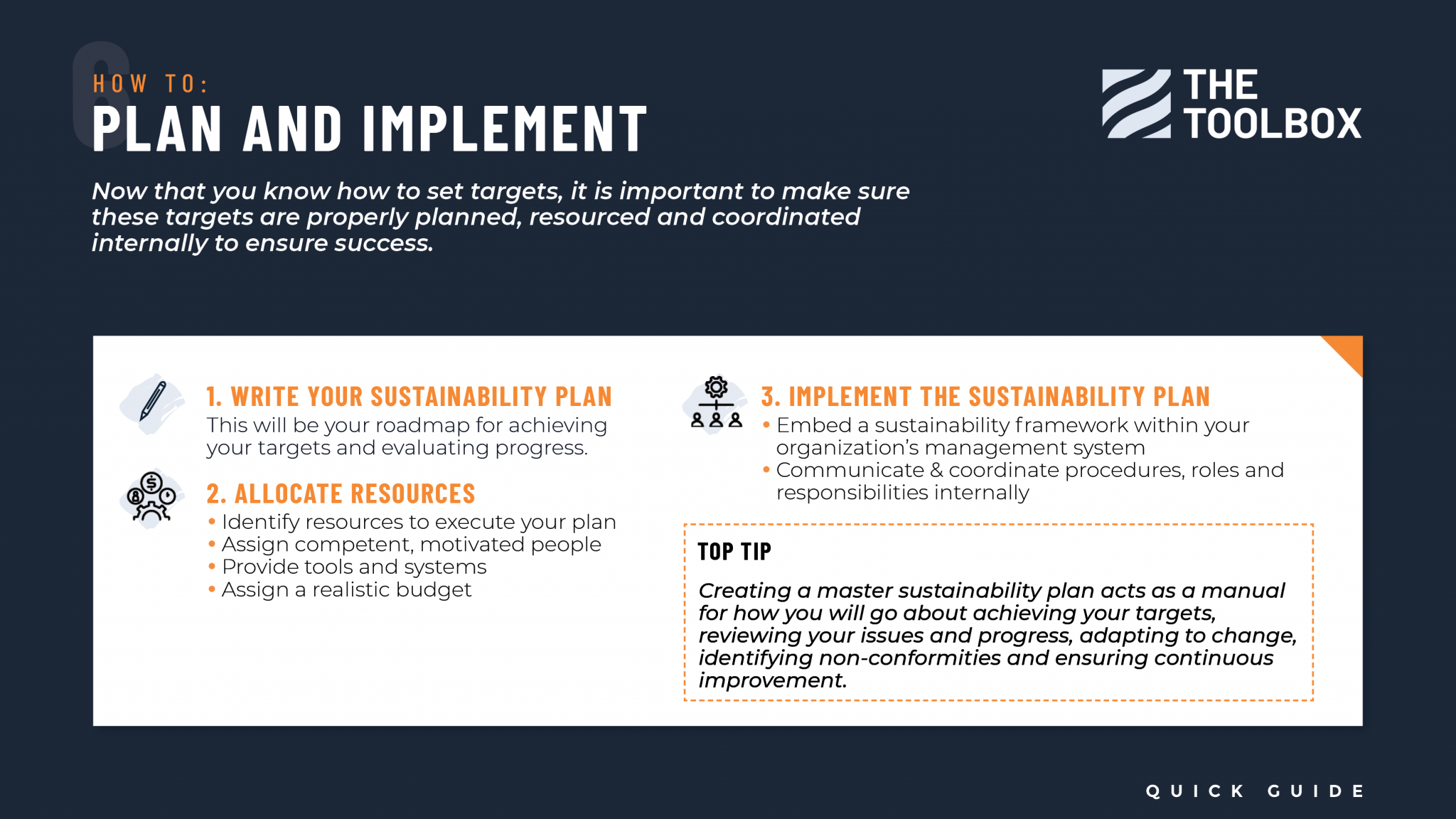 Plan and Implement - The Toolbox