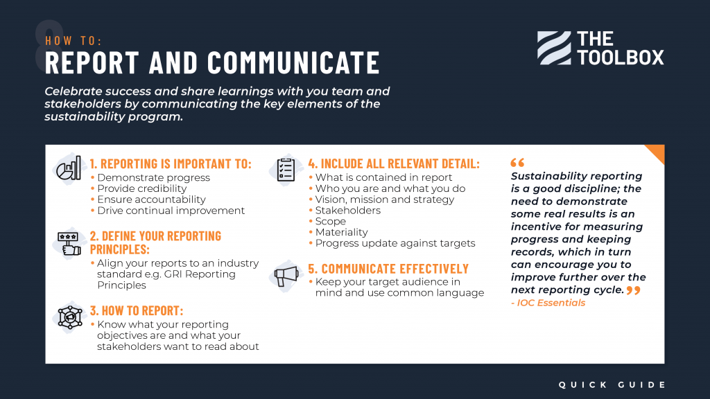 Report and Communicate - The Toolbox